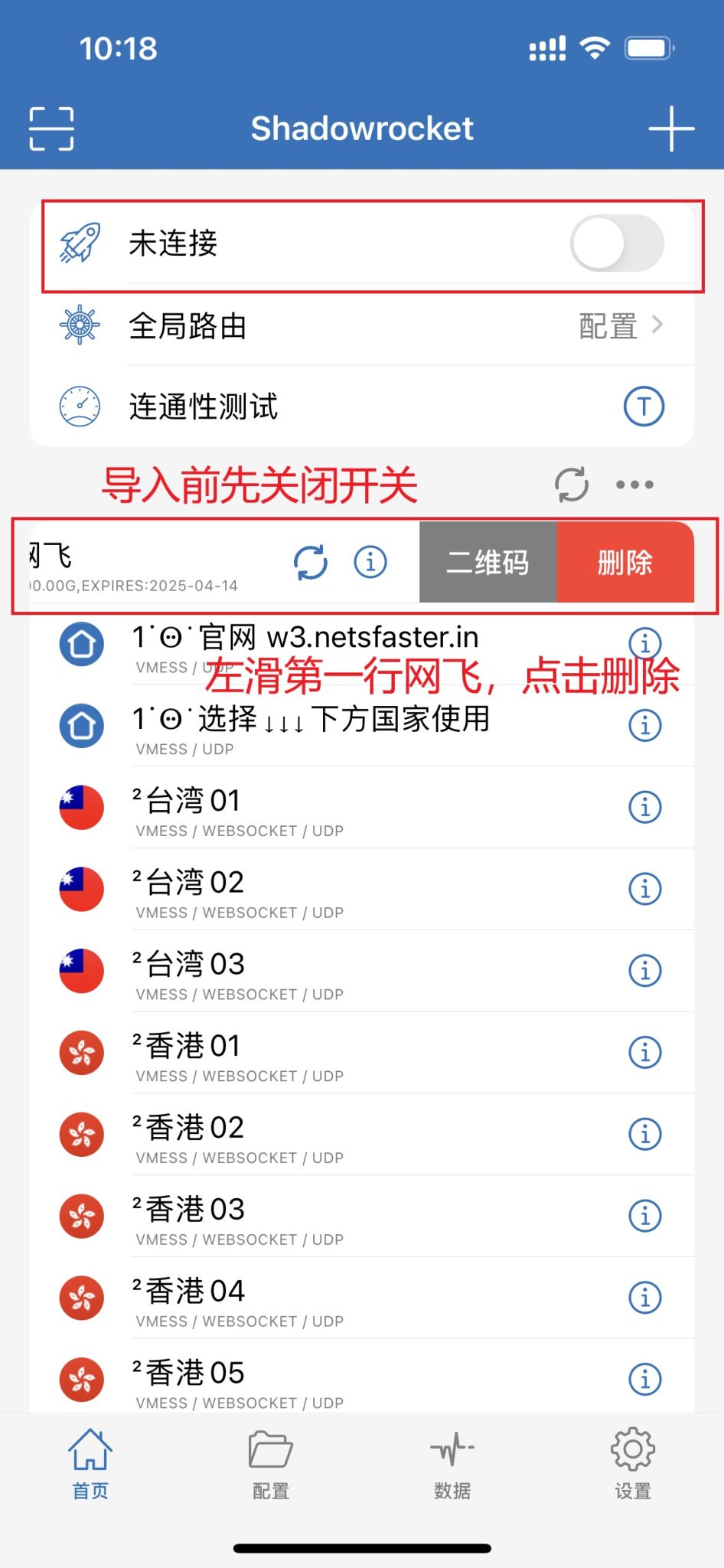 Shadowrocket(小火箭)如何删除配置文件并重新导入_请使用正版授权-盗版主题后果自负-授权购买官网-ritheme.com